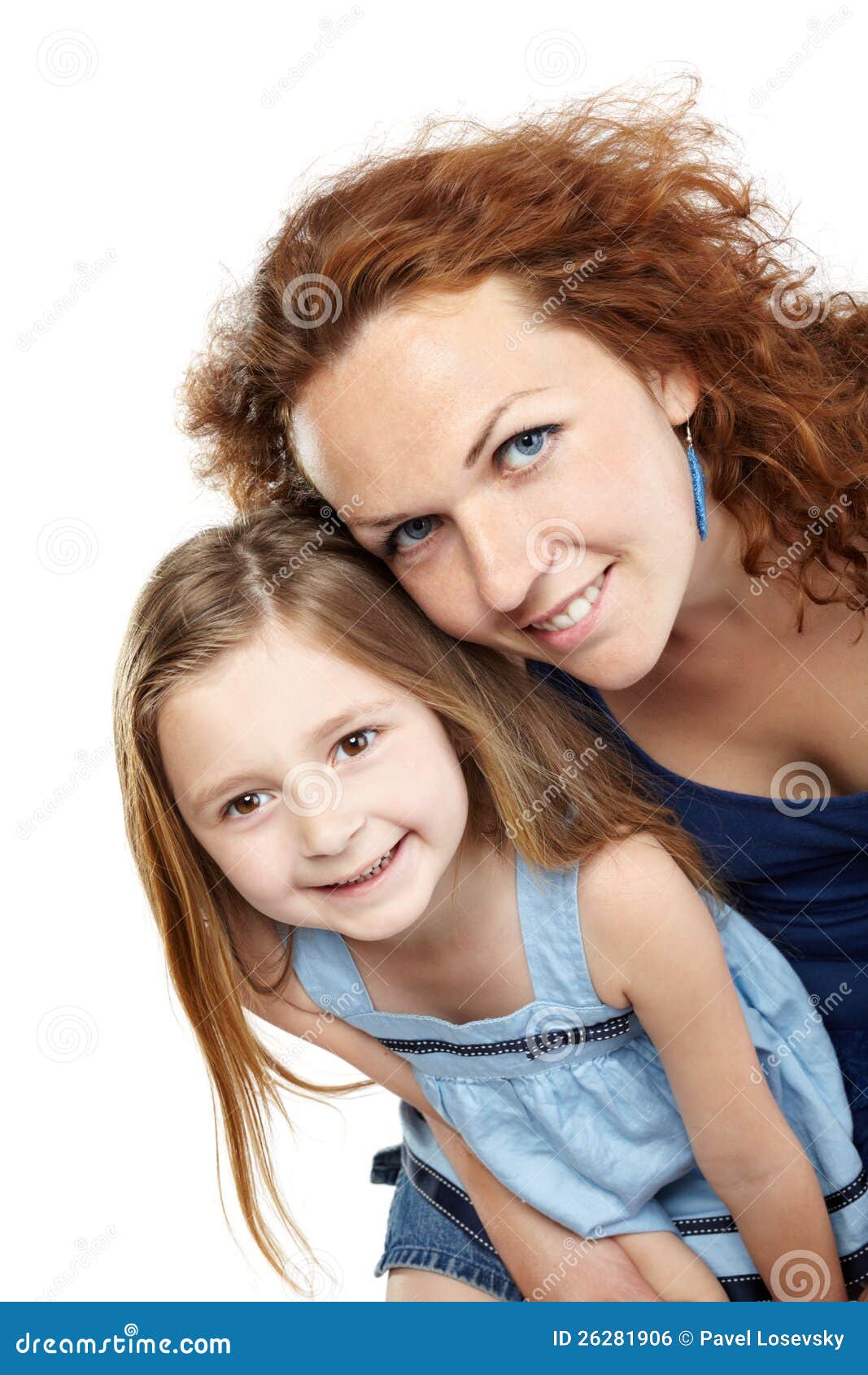 Mother and Daughter Lean Together Slightly Forward Stock Photo - Image ...