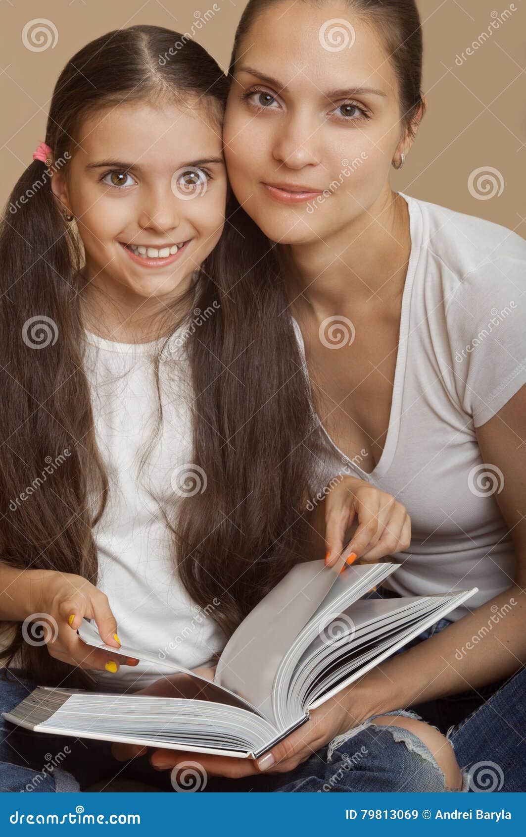 Mother and the Daughter Learn a Lesson from the Book Stock Image ...