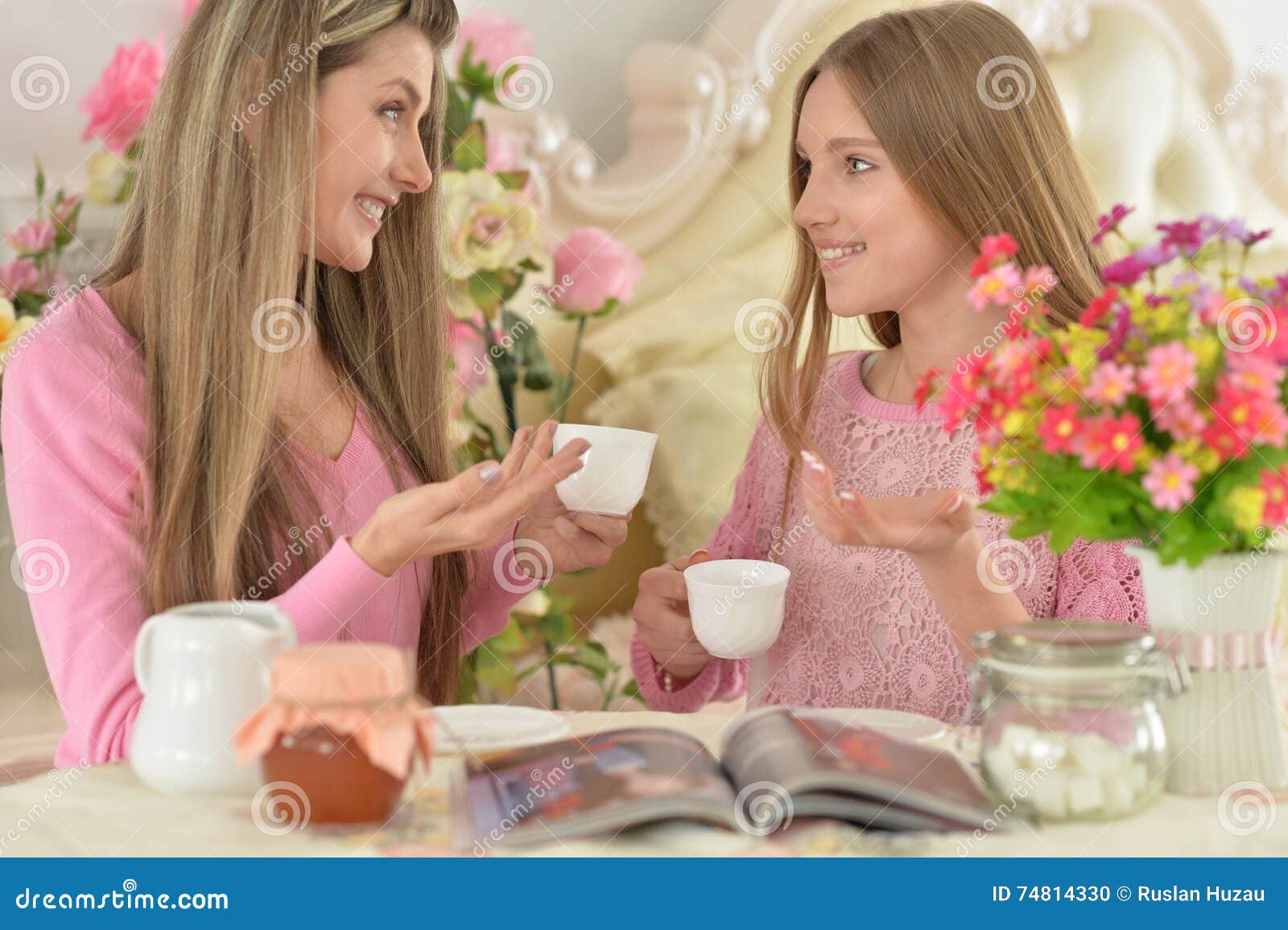 Mother with Daughter with Magazine Stock Photo - Image of healthy ...