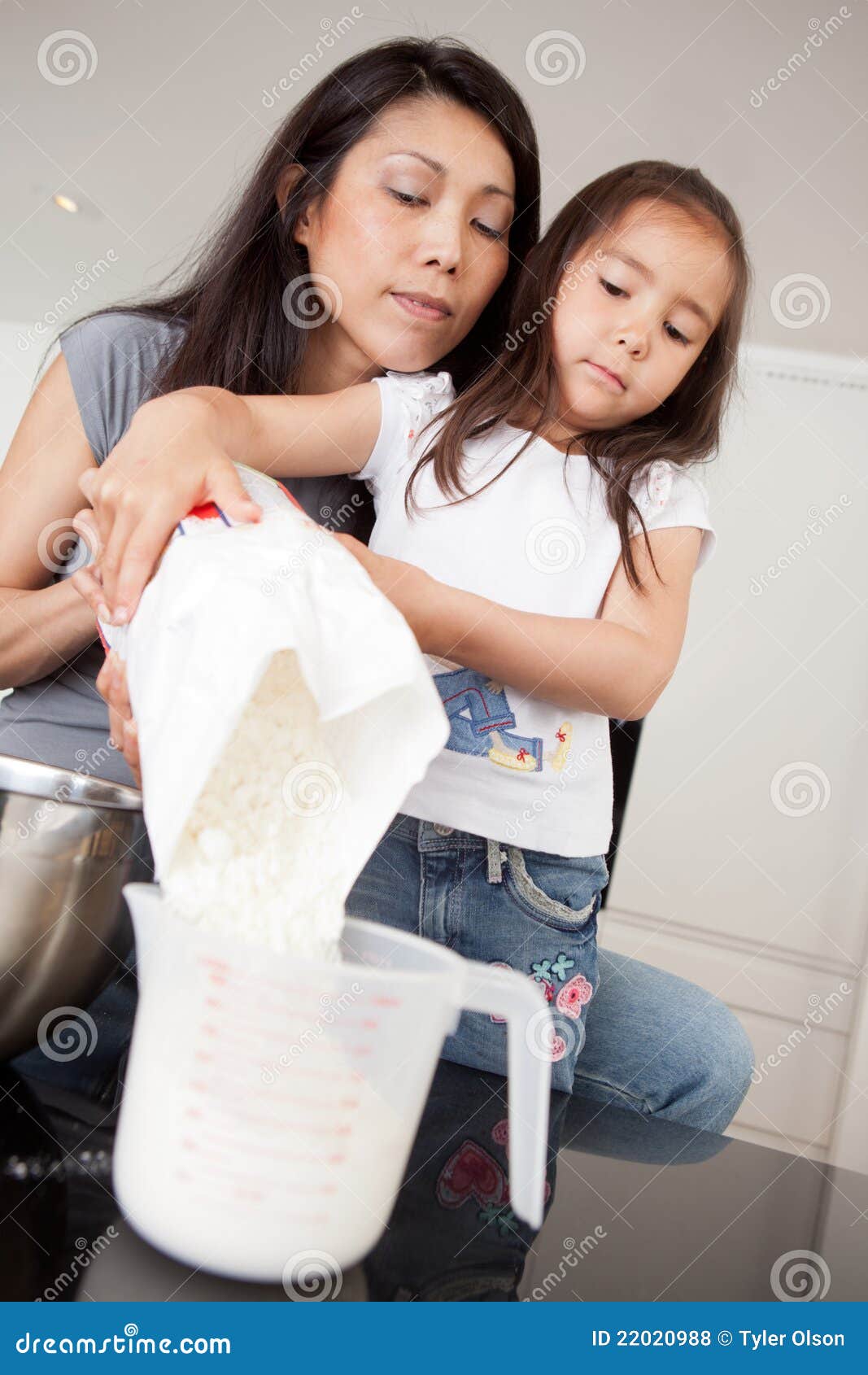 Mother and Daughter Measuring Ingredient Stock Photo - Image of home ...