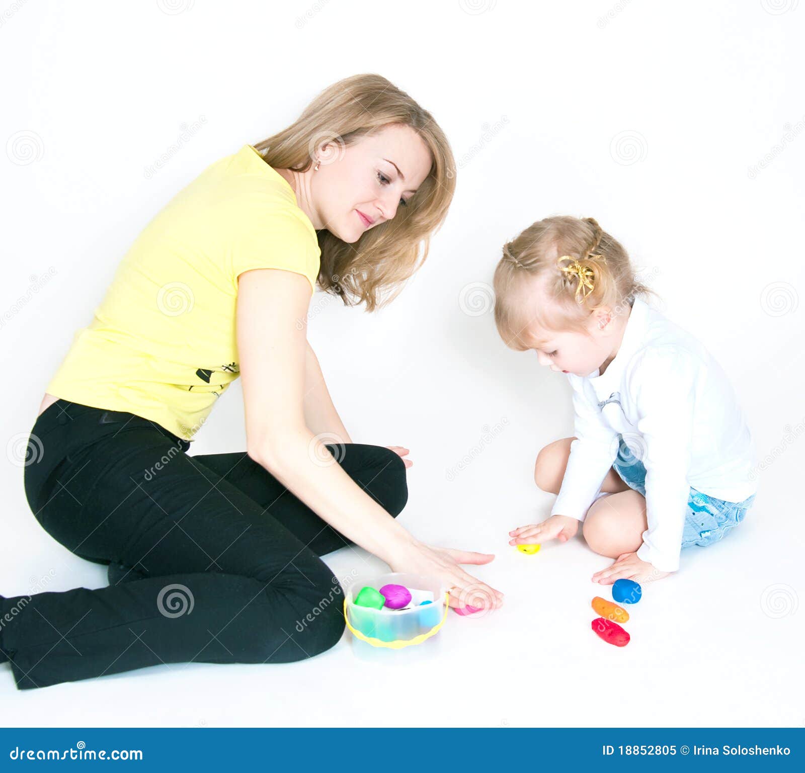 Mother and the Daughter Mold Plasticine Stock Image - Image of activity ...