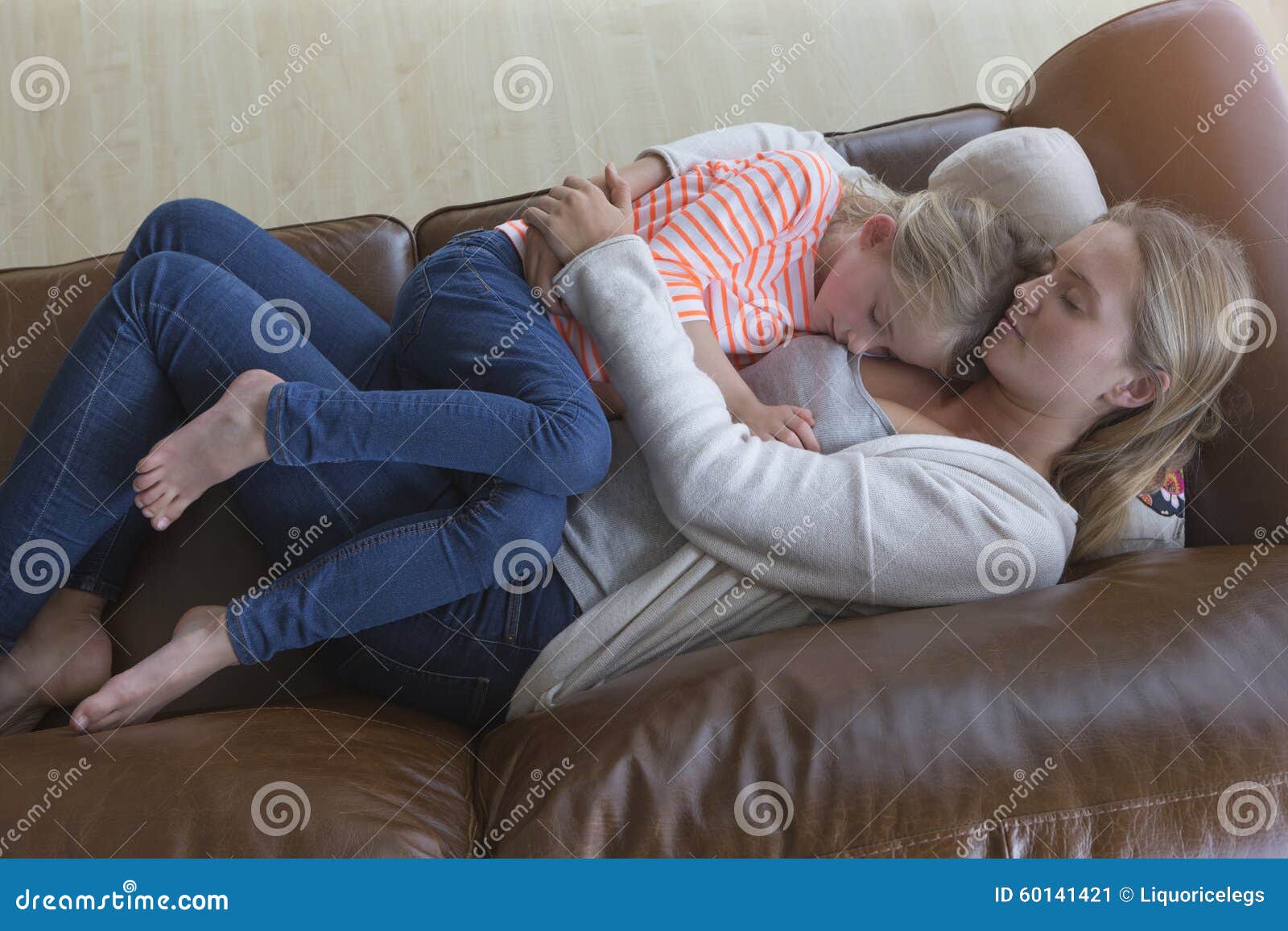 Mother and Daughter Napping Together Stock Image - Image of love ...