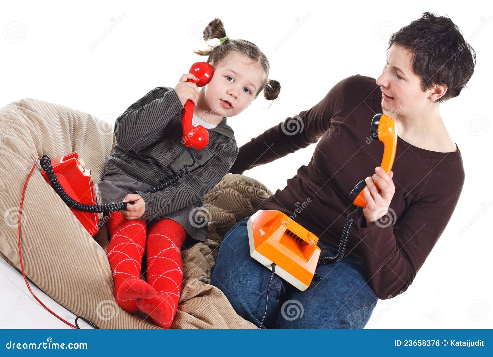 Mother and Daughter Phoning Stock Photo - Image of happiness, call ...