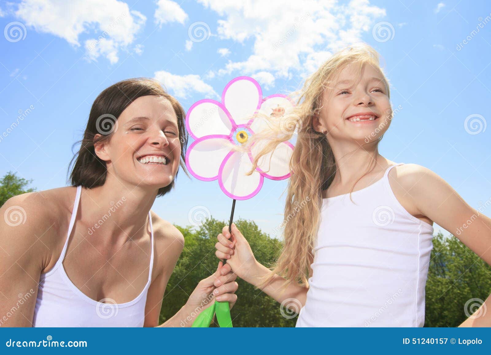 Mother and Daughter Play with the Wind Stock Image - Image of nature ...