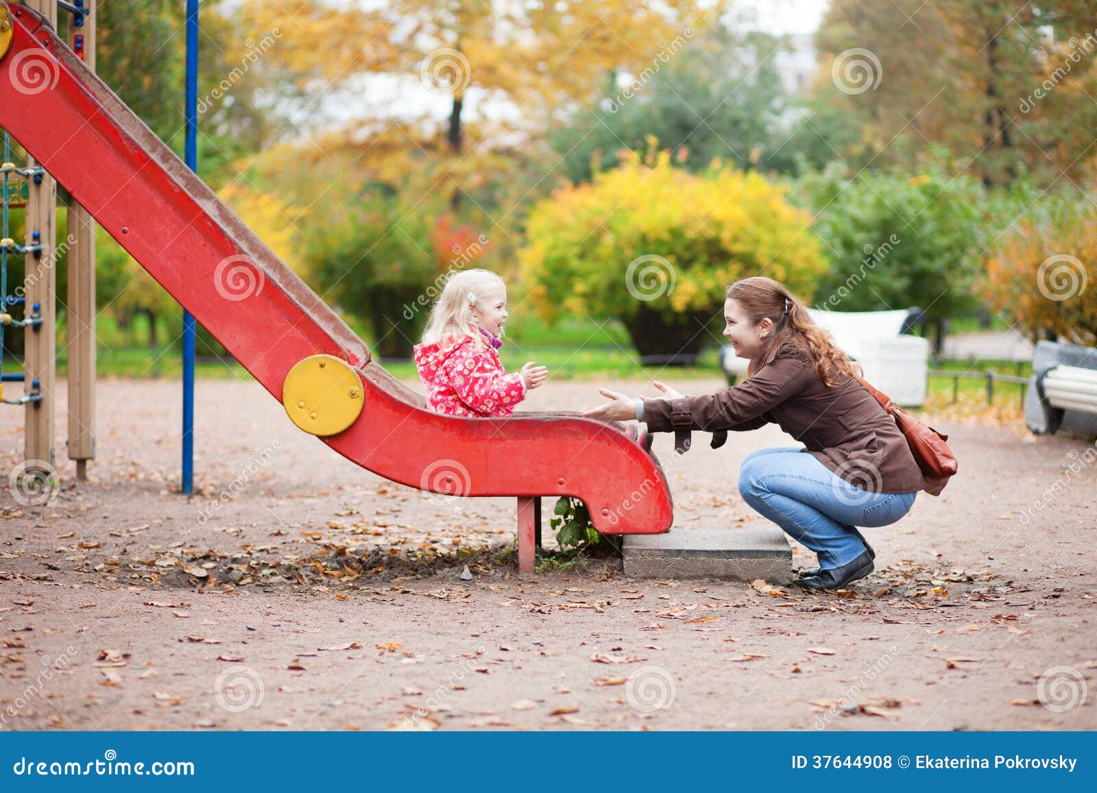 Mother and Daughter on Playground Stock Photo - Image of adorable ...