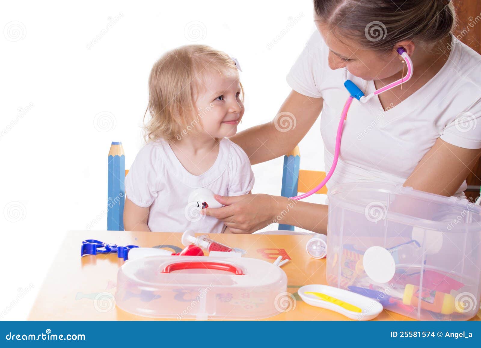 Mother and Daughter Playing Doctor Stock Photo - Image of life ...