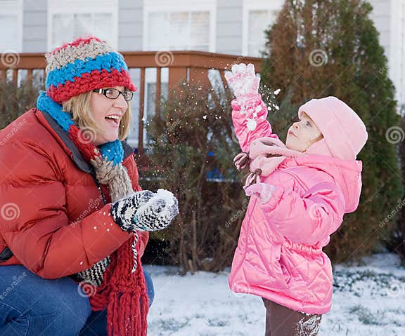 Mother And Daughter Playing In The Snow Stock Image Image Of Girls Daughter 7667513