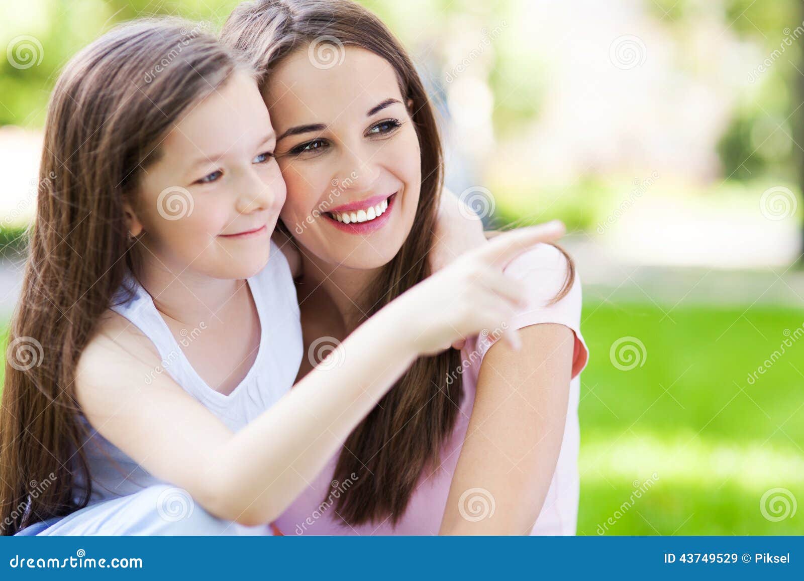 Mother and Daughter Pointing Stock Image - Image of daughter, children ...