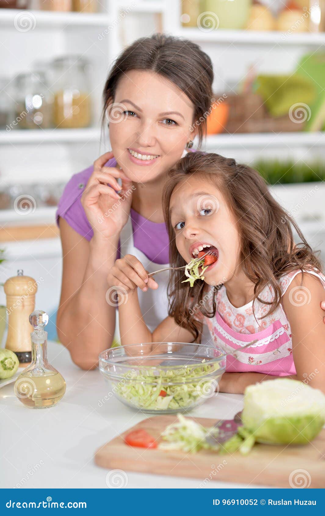 Mother and Daughter Preparing Dinner Stock Photo - Image of european ...