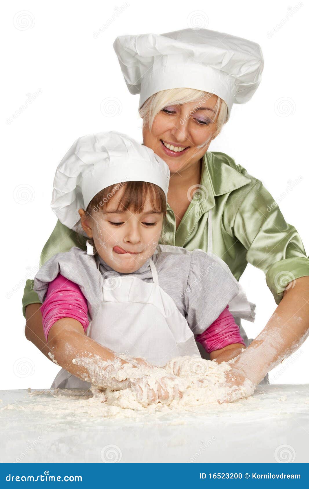 Mother and Daughter Preparing Dough Stock Photo - Image of cooking ...