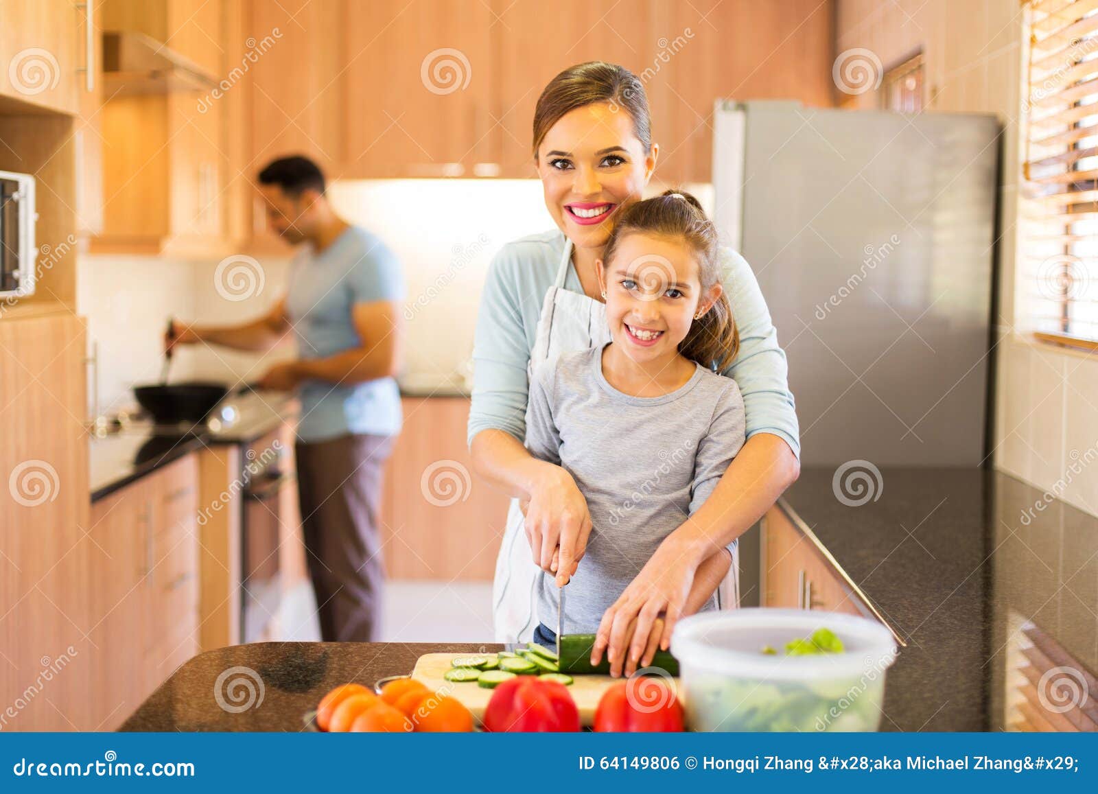 Mother Daughter Preparing Vegetables Stock Photo - Image of house ...