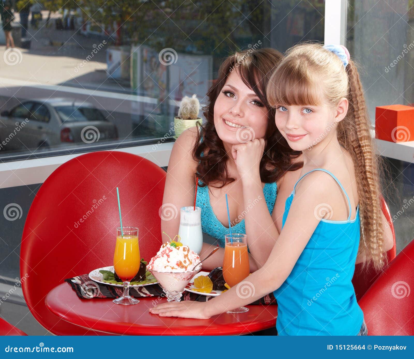 Mother and Daughter in Restaurant. Stock Photo - Image of care, cafe ...