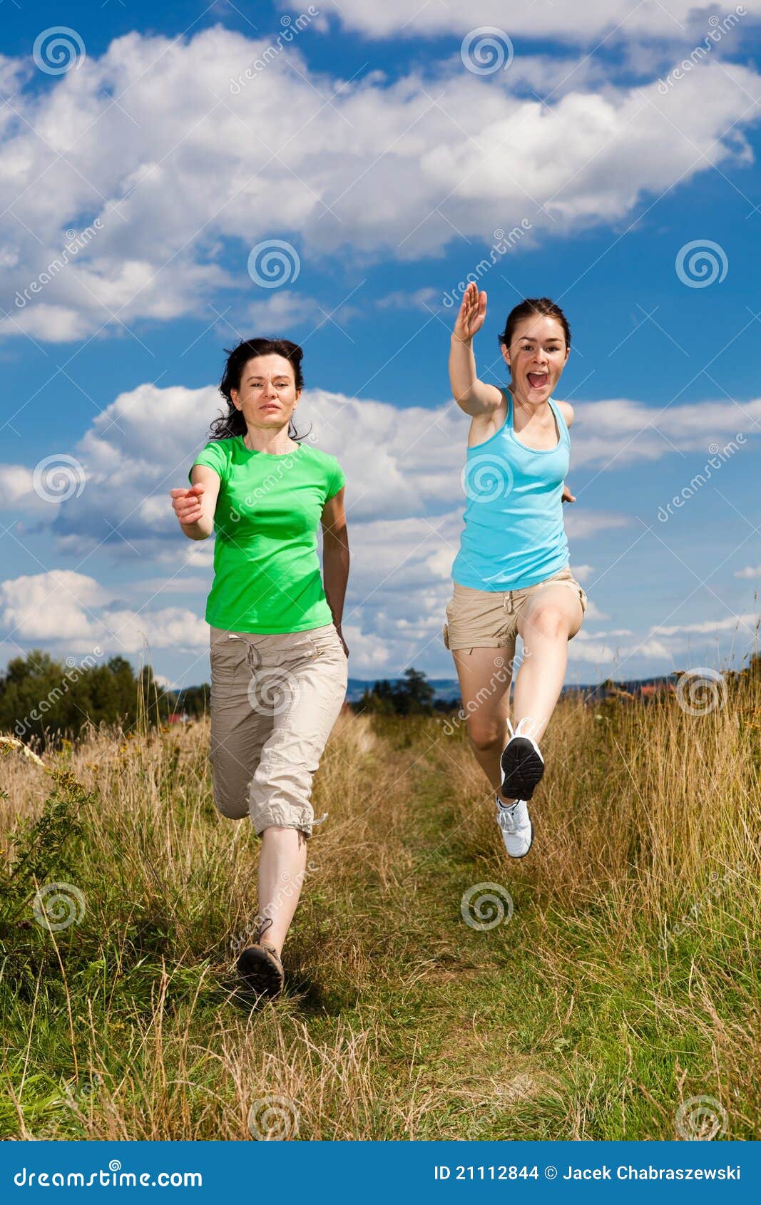 Mother and Daughter Running Stock Photo - Image of enjoying, joyful ...