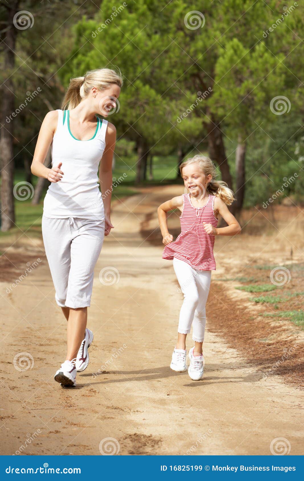 Mother and Daughter Running in Park Stock Image - Image of jogging ...