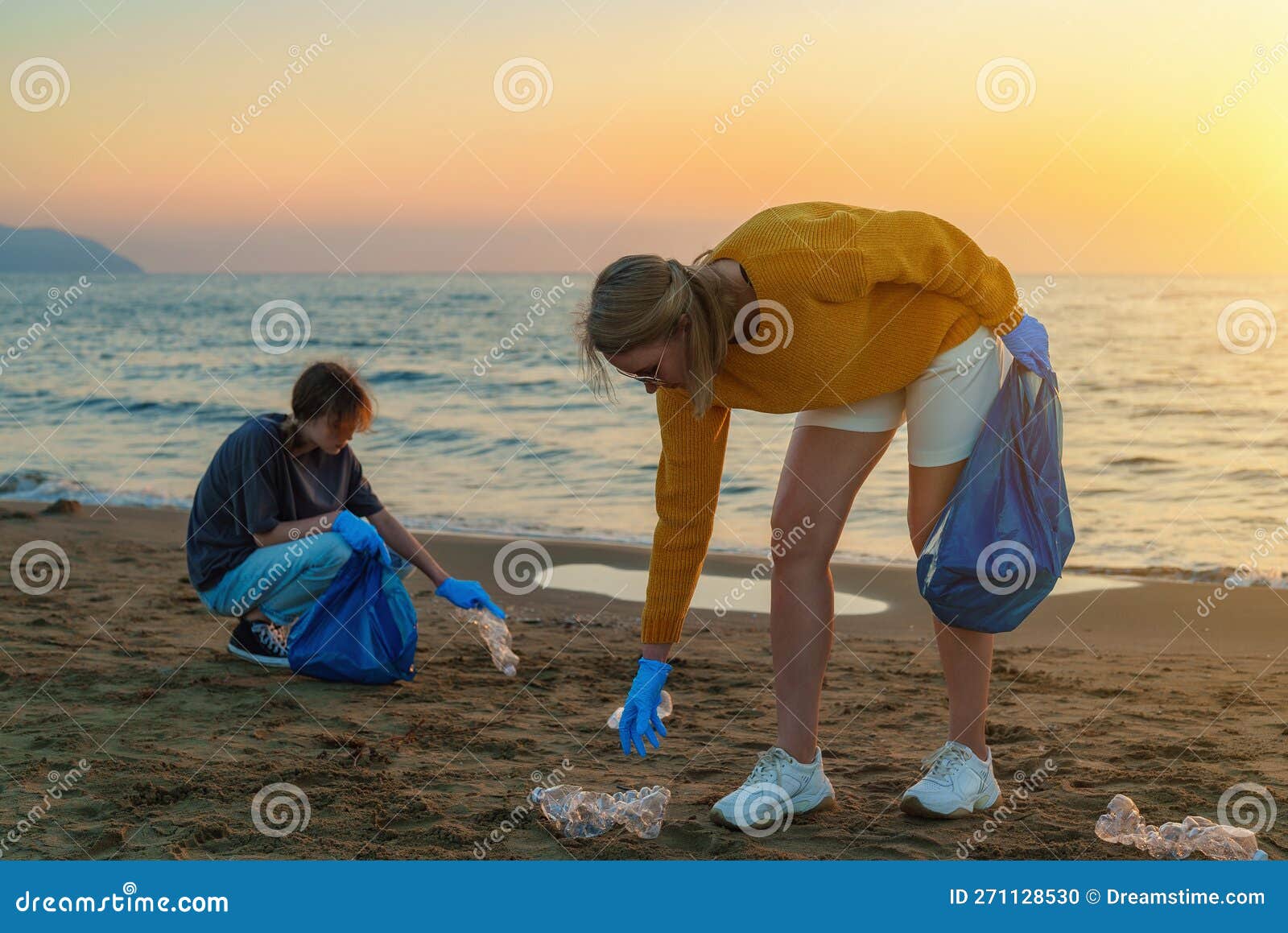 Family Saving the Planet from Garbage Stock Photo - Image of plastic ...