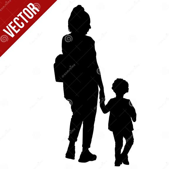 Mother With Daughter Silhouettes Stock Vector Illustration Of Holding