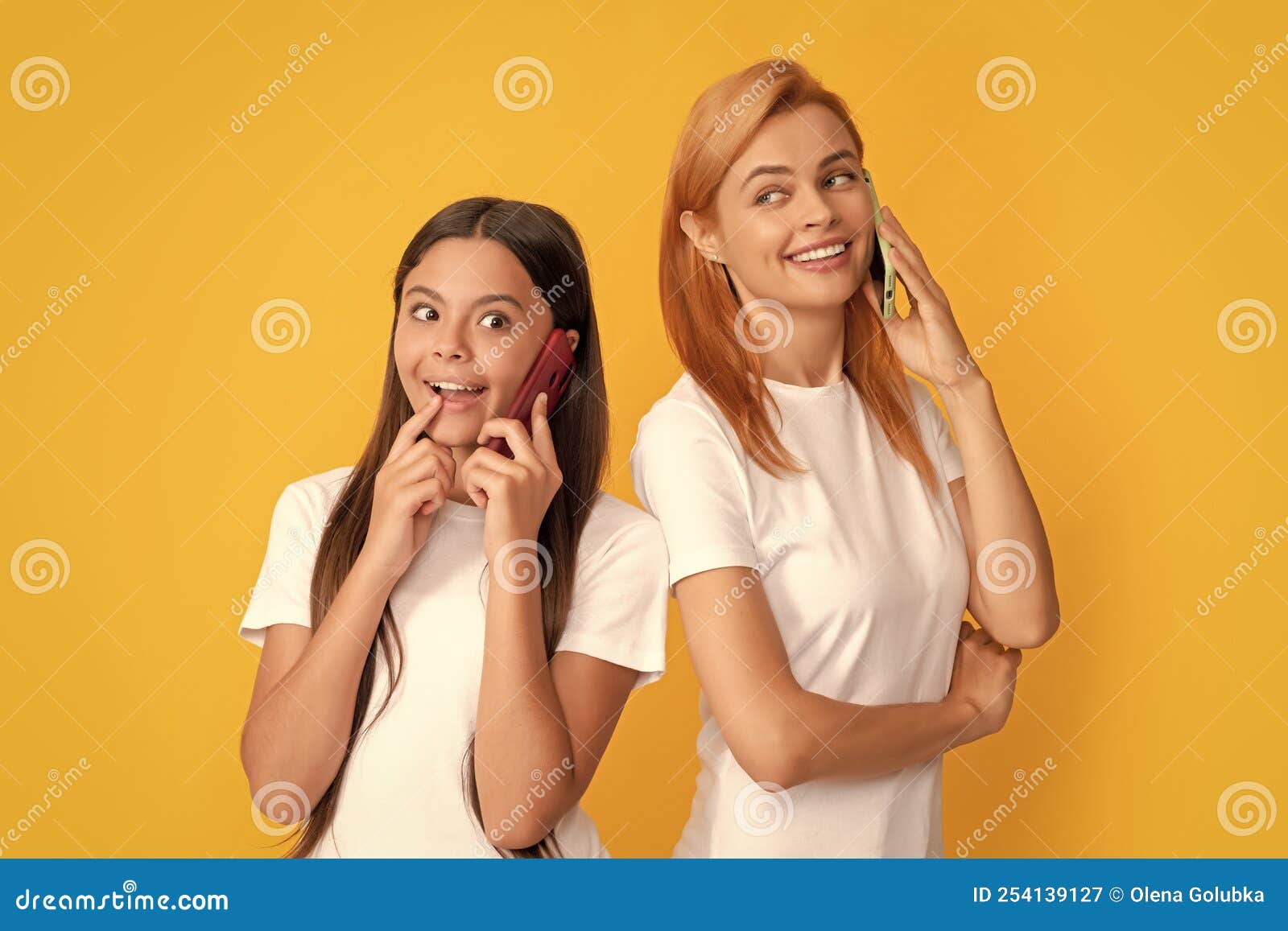 Mother and Daughter Speaking Using Modern Smartphone, Communication ...