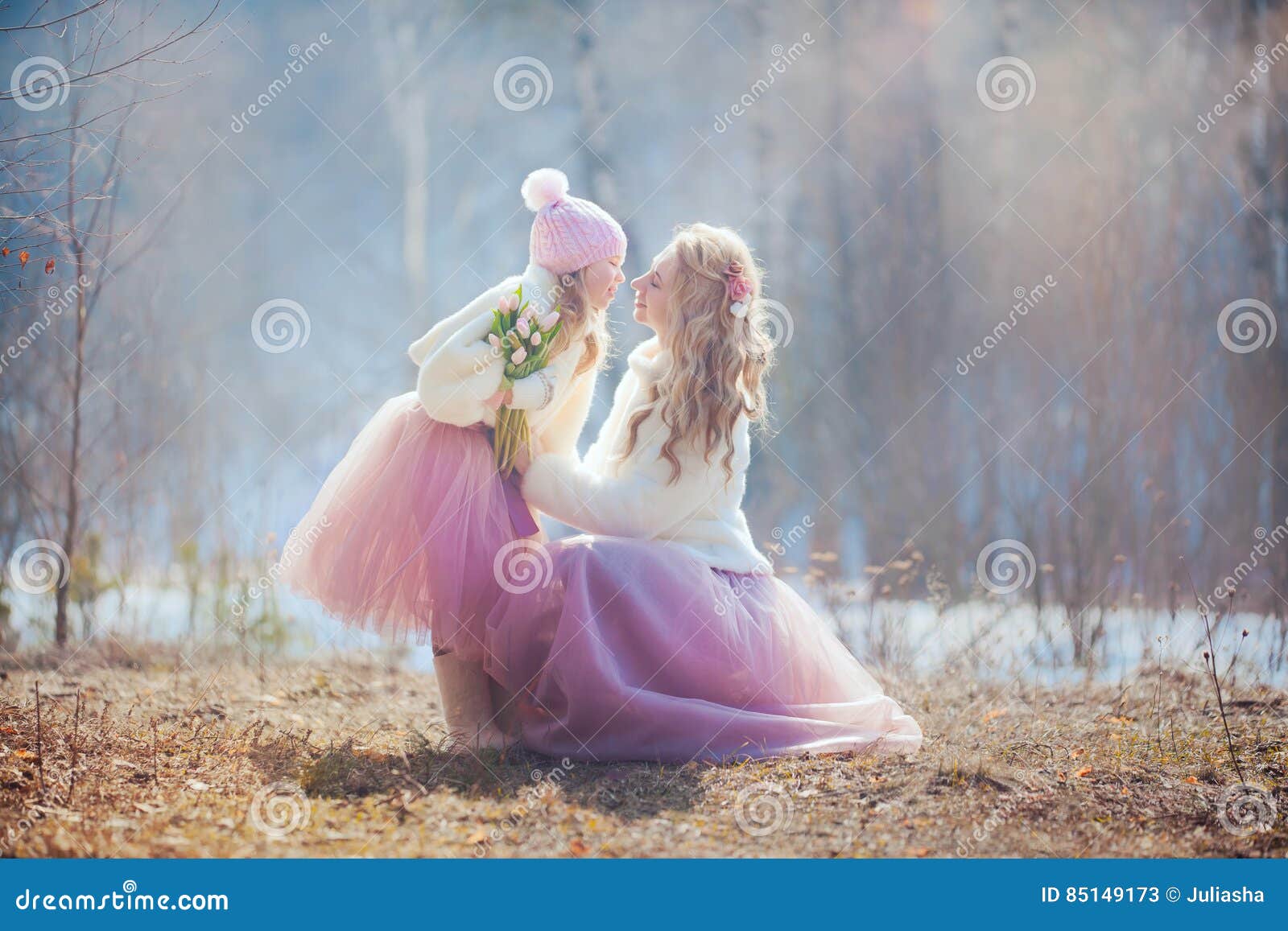 Mother with Daughter in Spring Park Stock Image - Image of family, look ...