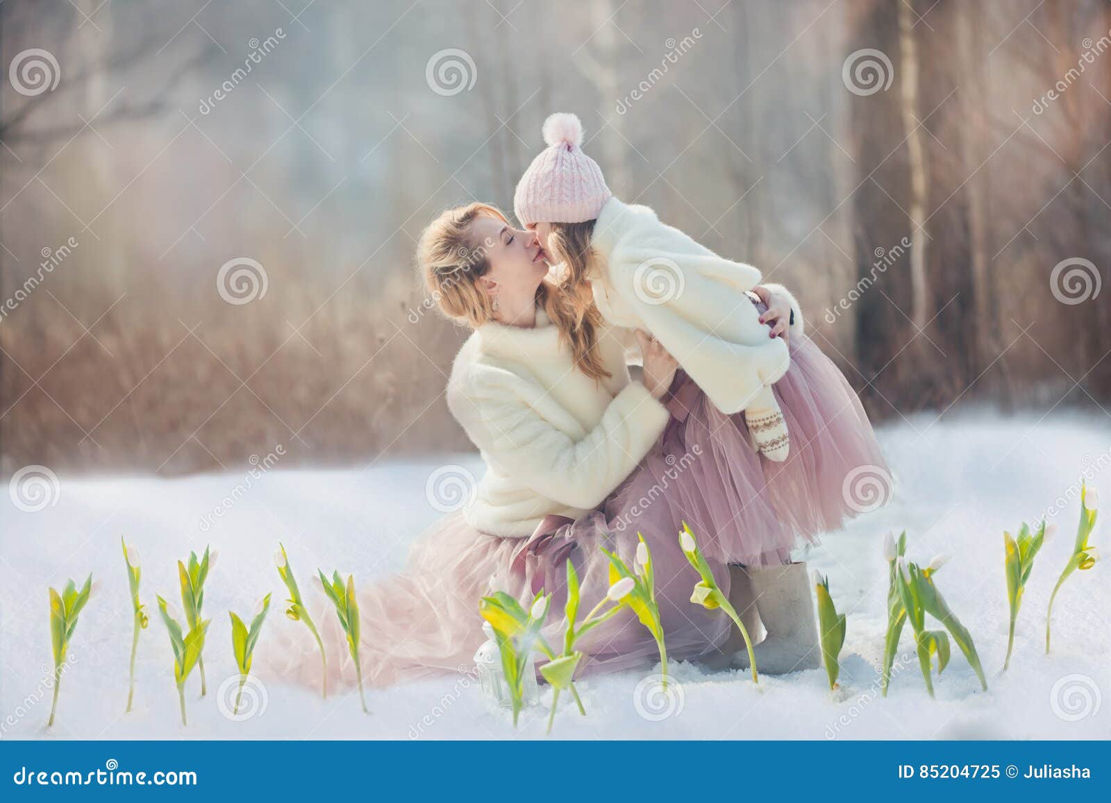 Mother with Daughter in Spring Park Stock Image - Image of happiness ...