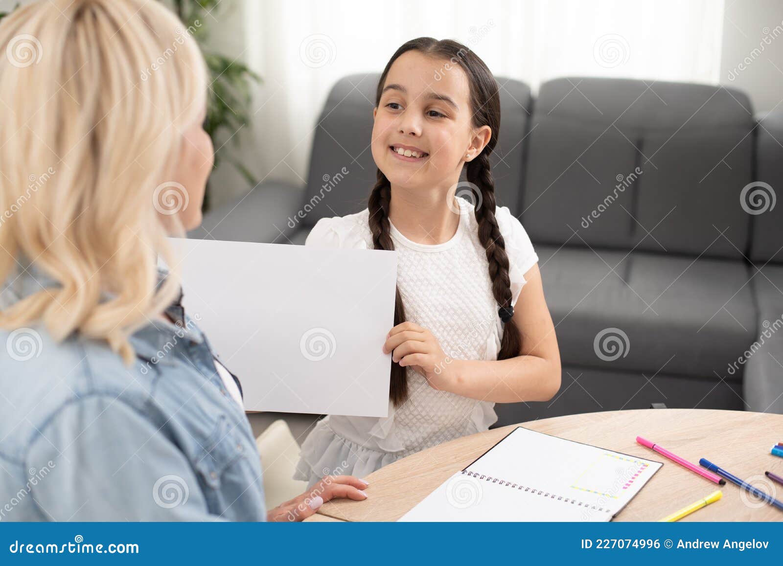 Mother Daughter Study Together at Home Stock Photo - Image of caucasian ...