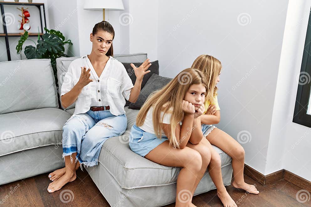 Mother and Daughters Angry for Sisters Problem at Home Stock Image - Image of adorable ...