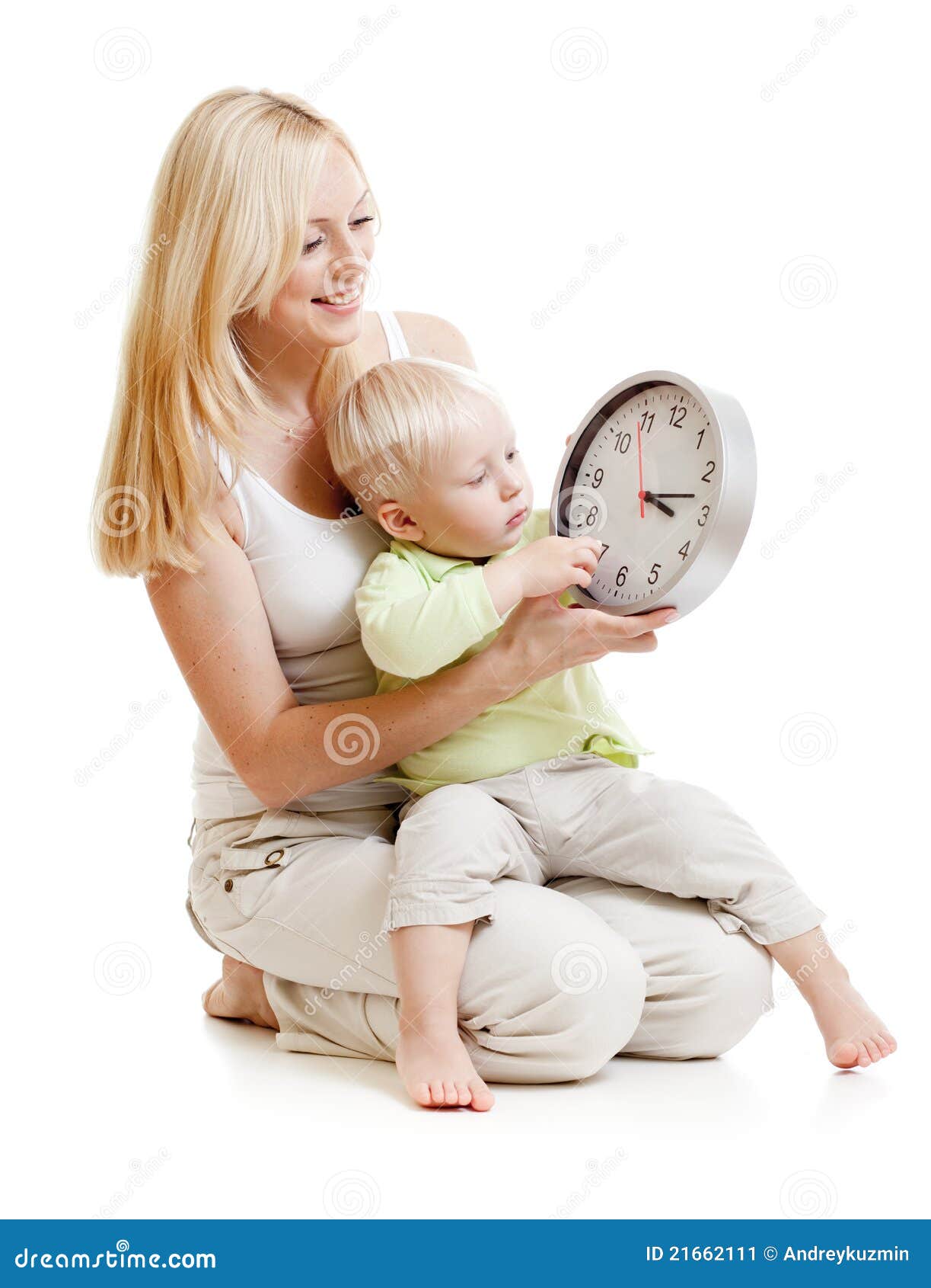 Mother Displaying Time To Her Son Stock Image - Image of child, time ...