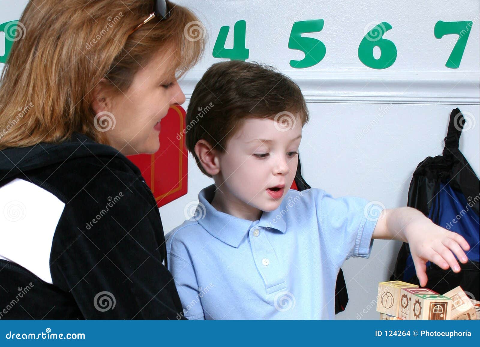 Mother Droping Son Off at Preschool Stock Photo - Image of preschool ...