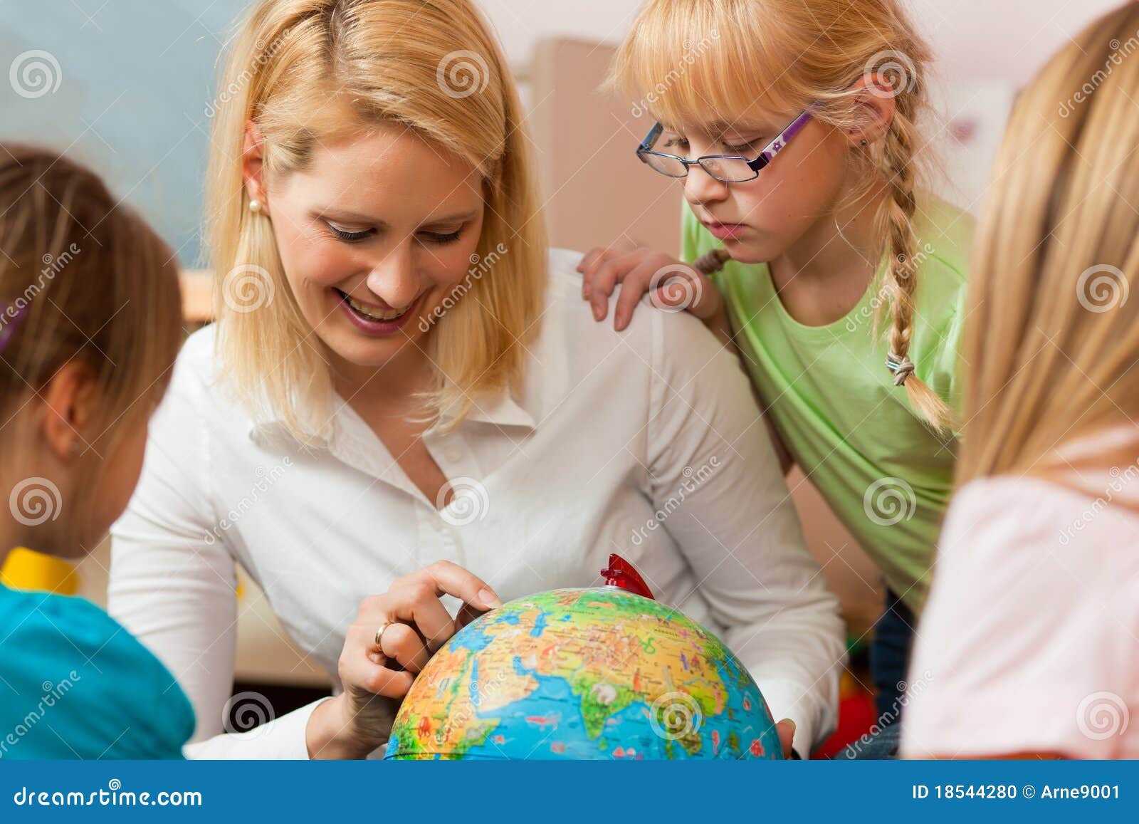 Mother Explaining The World To Her Children Stock Photography ...