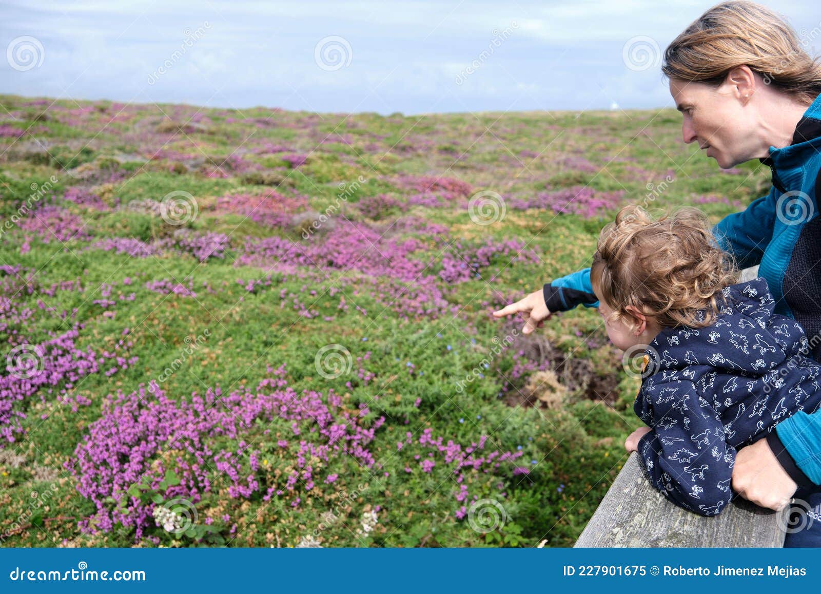 Mother Exploring Nature with Her Son by Showing Him the Plants Stock ...