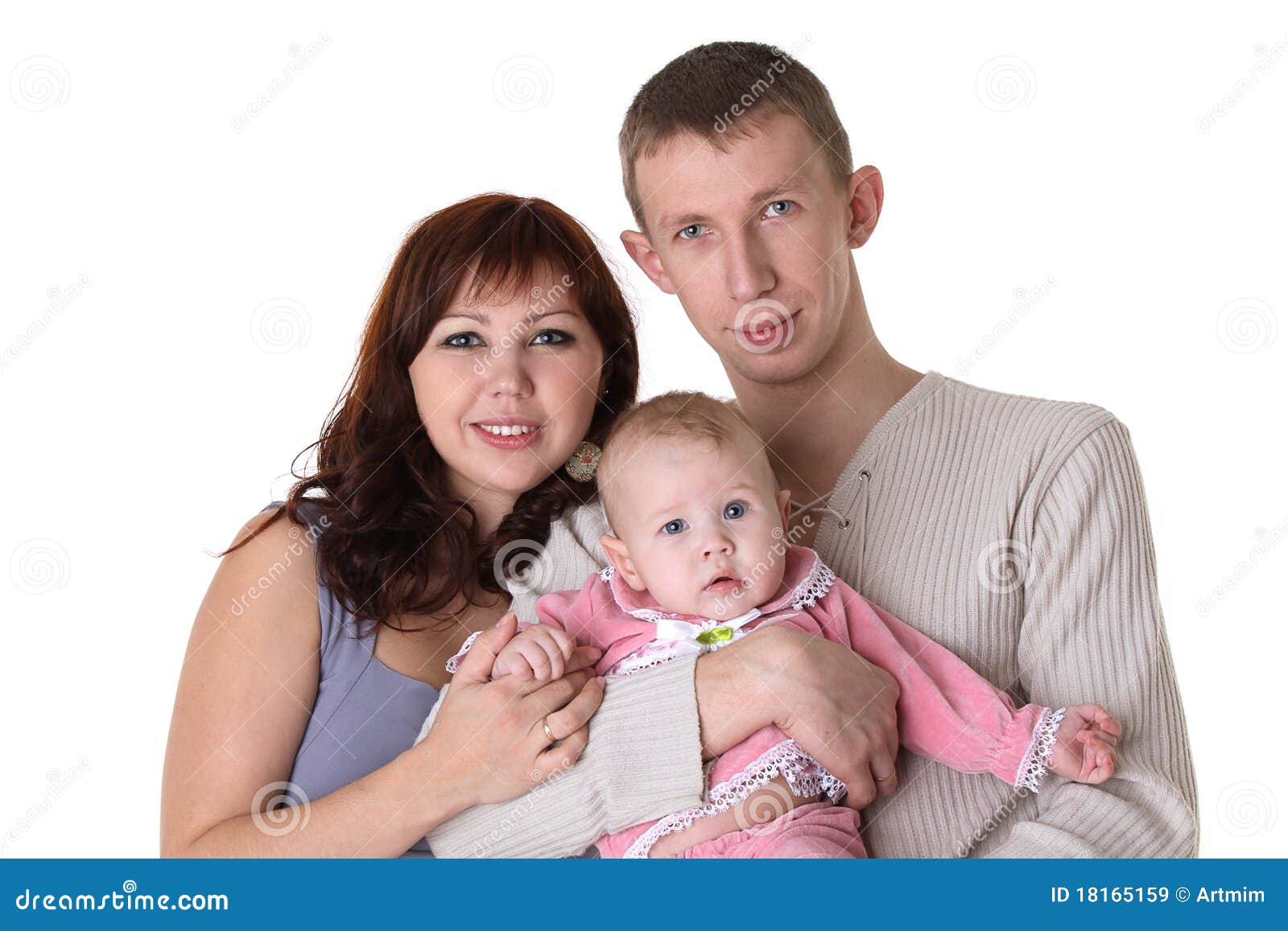 Mother, Father and Child Isolated on White Stock Image - Image of ...