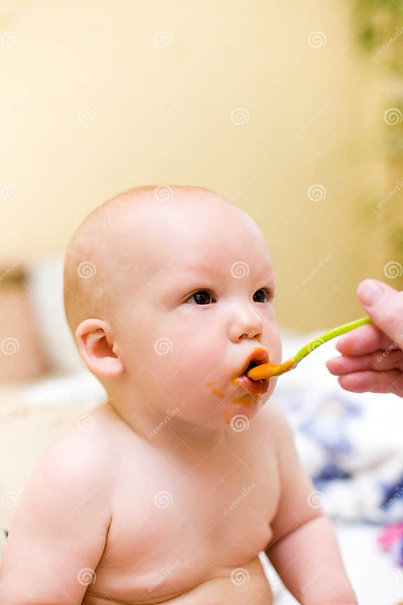 Mother Feed Baby by Mashed Melon Stock Image - Image of innocence, baby ...