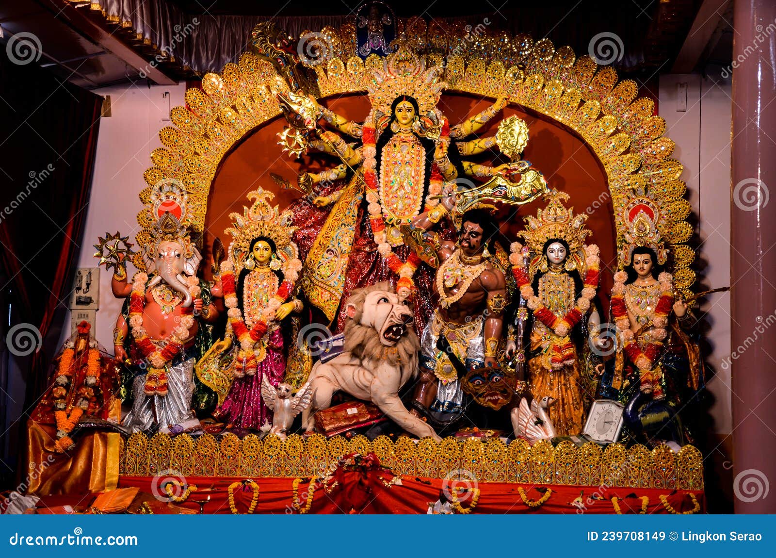 Mother Goddess Devi, the Power of Good Over Evil with Bow and Arrows ...