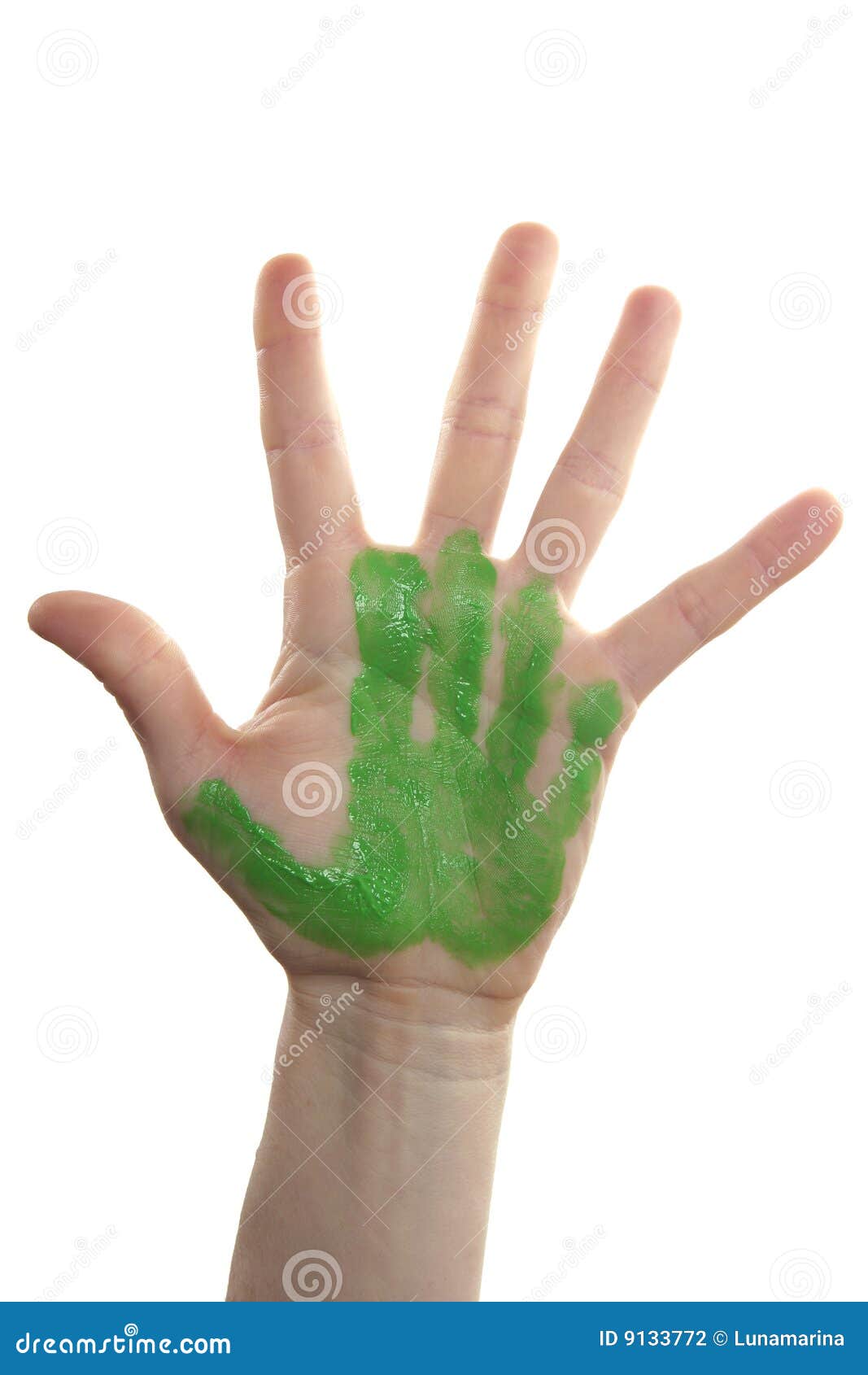 Mother Hand Painted in Green by Children Stock Photo - Image of little ...