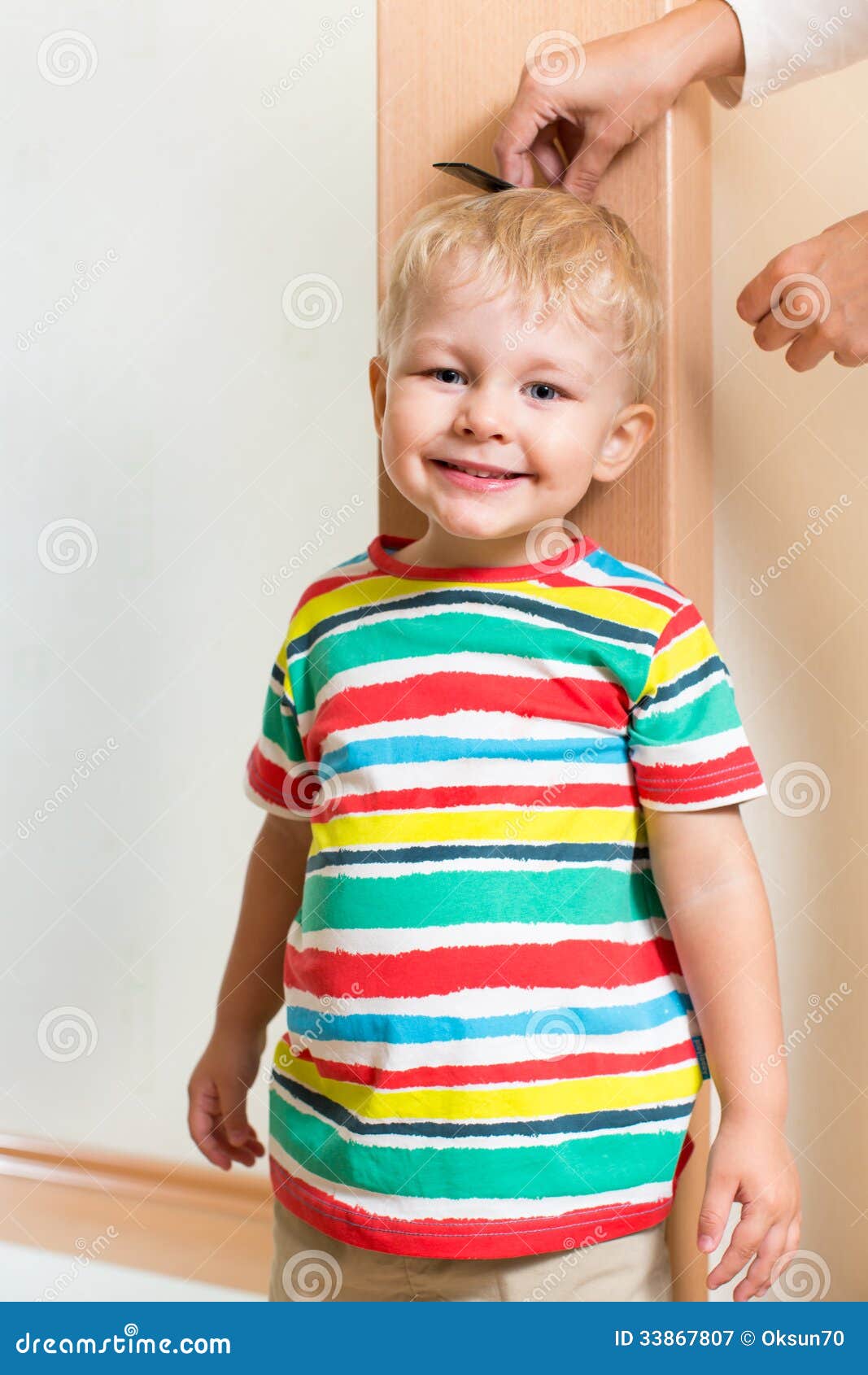Mother Hands Measuring Child Height Growth Stock Image - Image of child ...