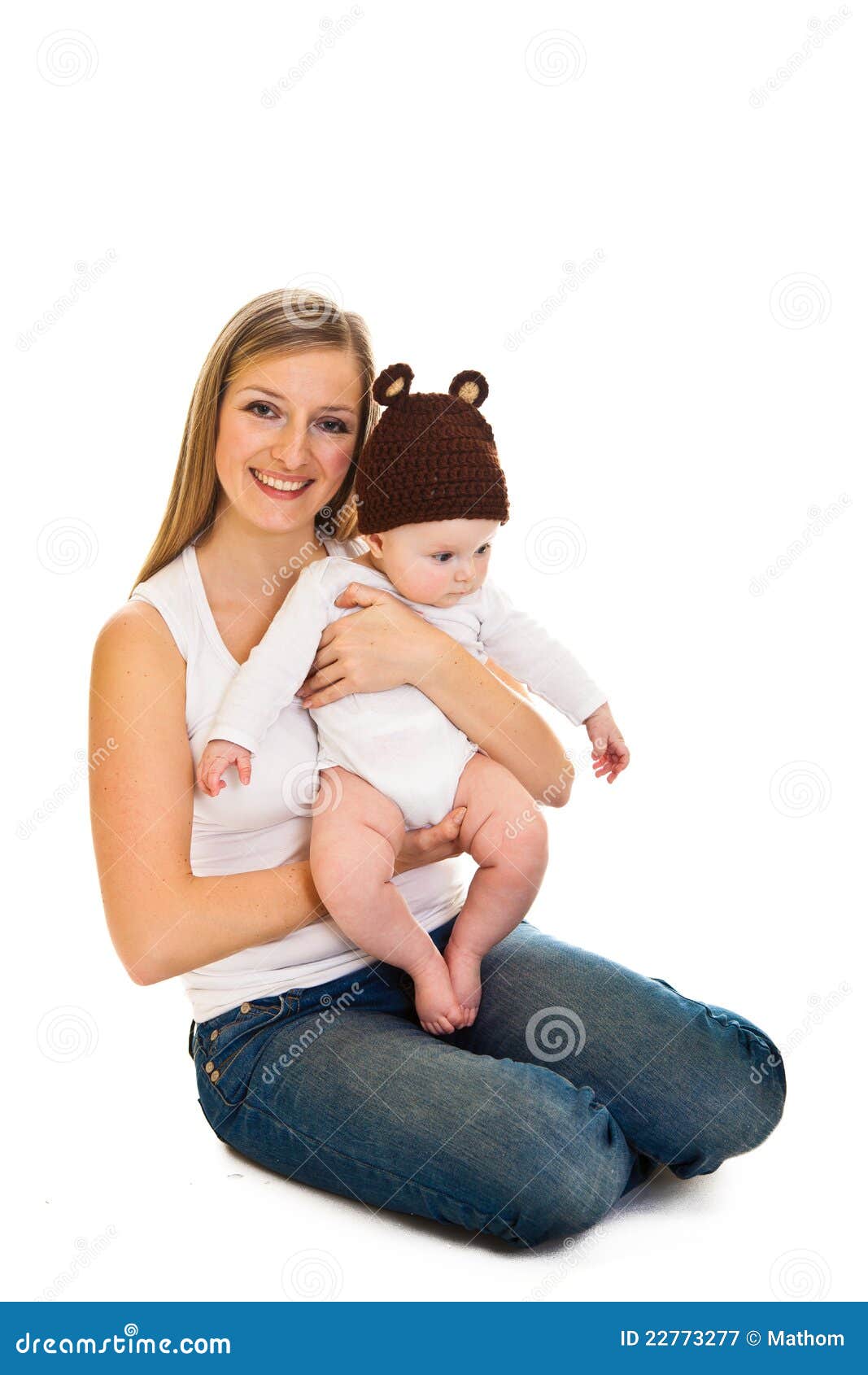 Mother with Happy and Cute Infant Stock Image - Image of hand ...