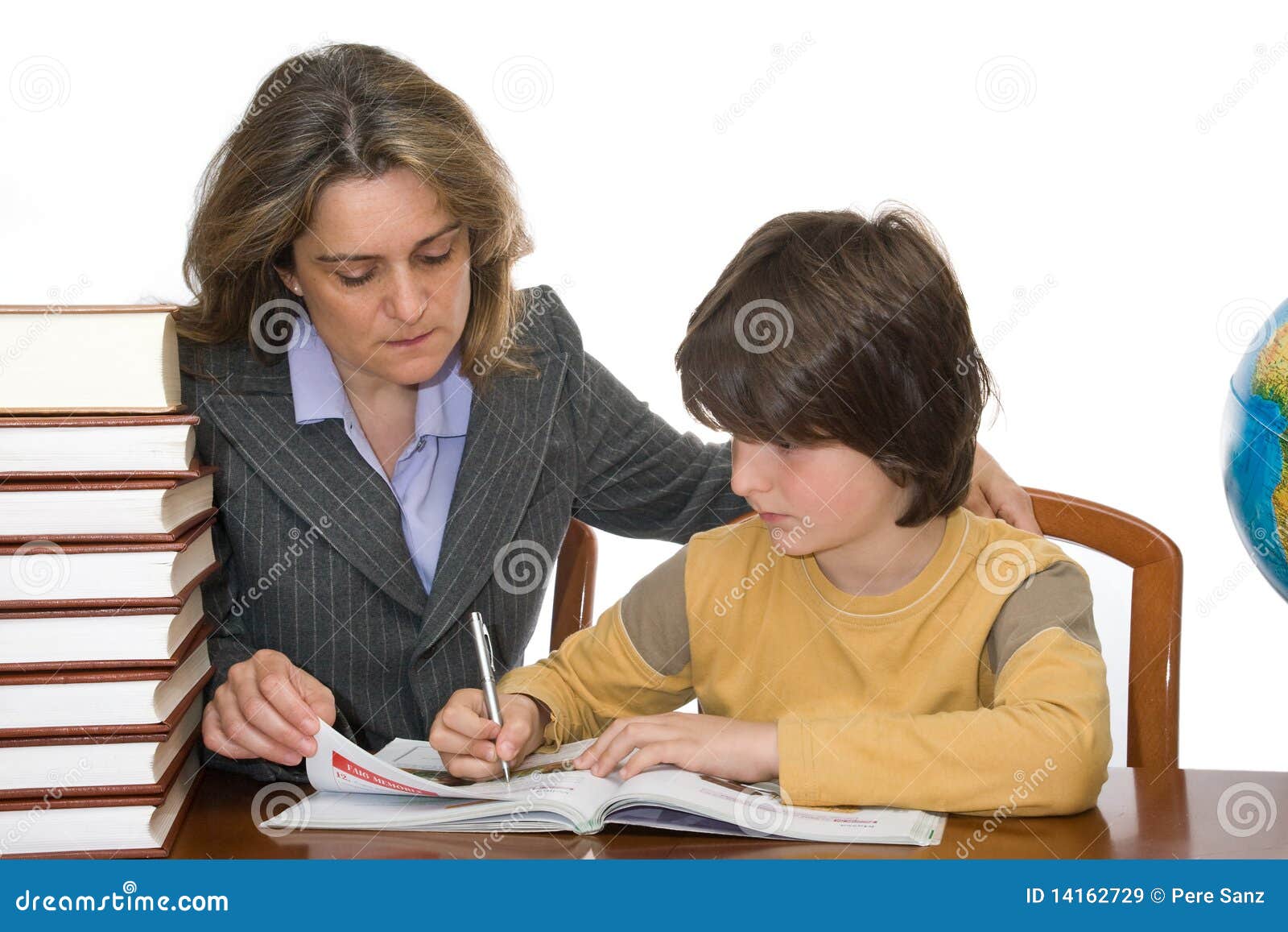 Mother Helping Her Child with Homework Stock Image - Image of ...