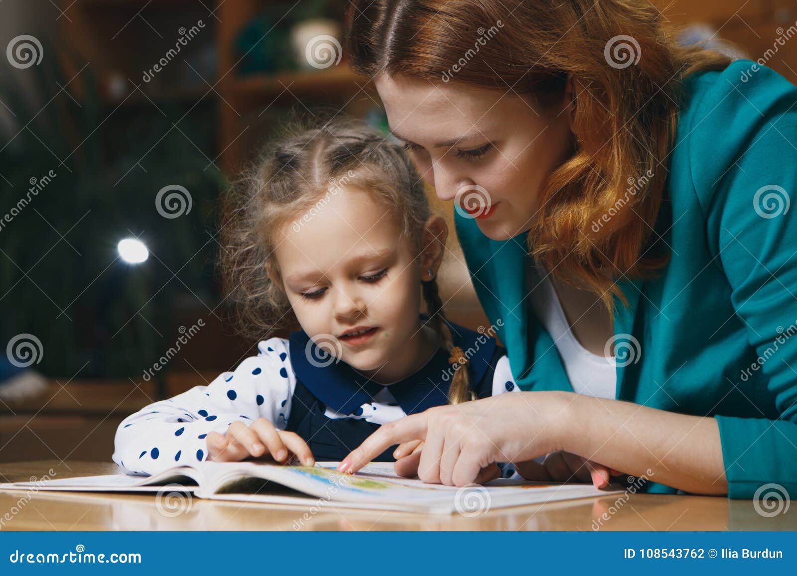 Mother Helping Kid after School. Preschooler Doing Homework with Help ...