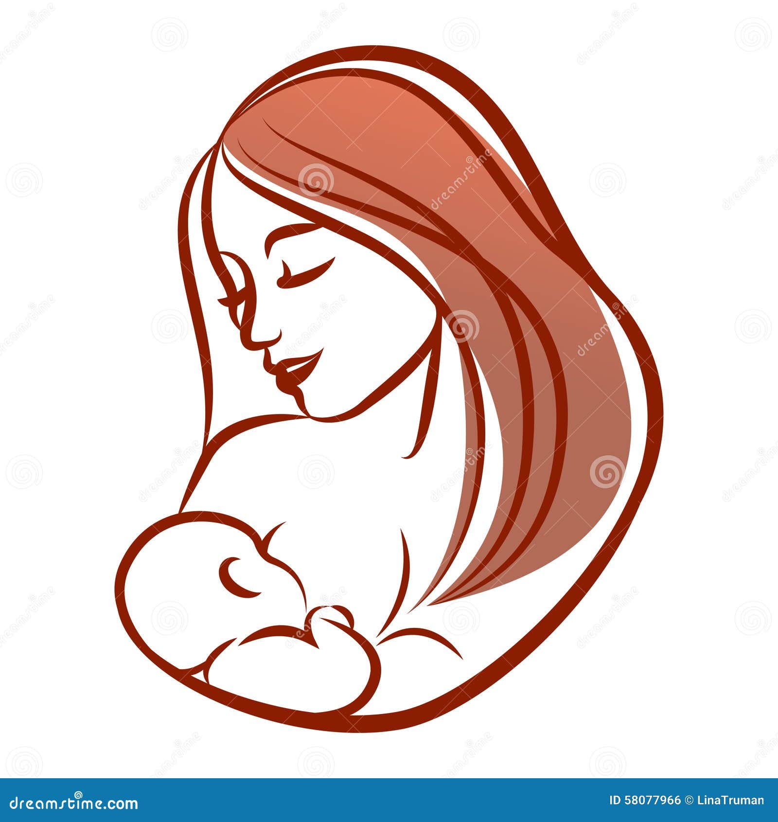 Mother with Her Baby, Outline Vector Silhouette, Mother Care Icon ...