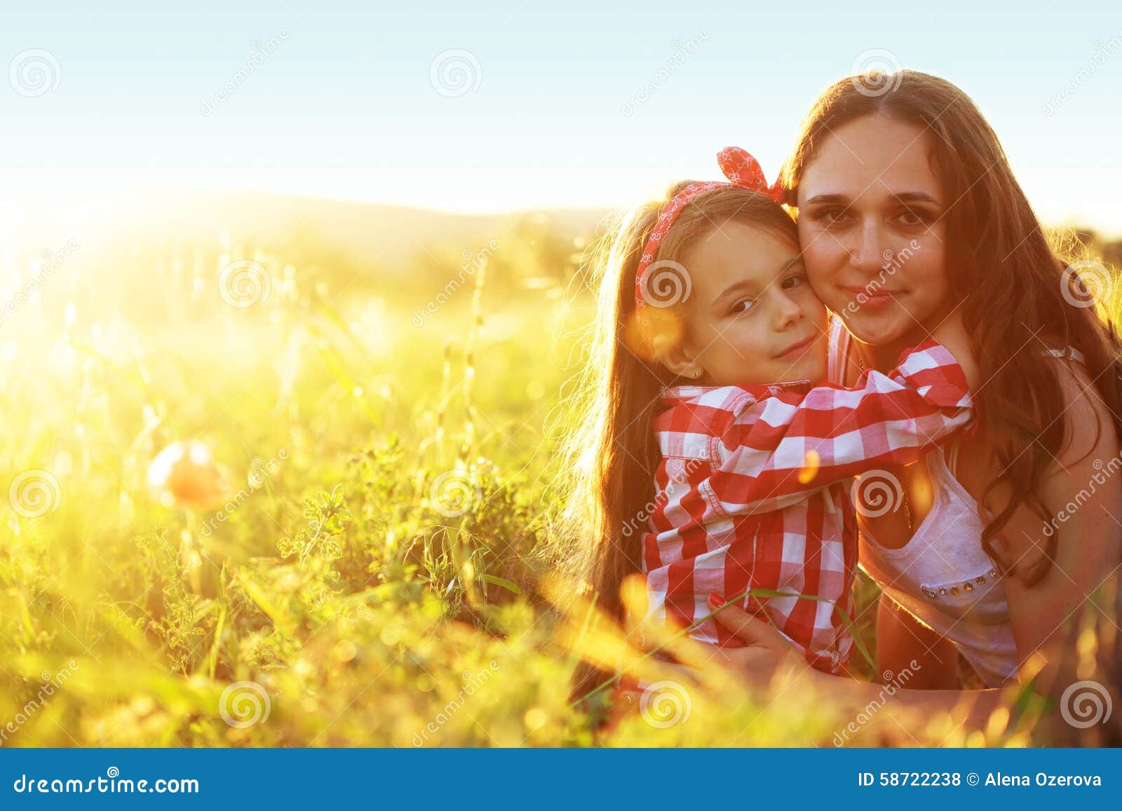 Mother with Her Child in Spring Field Stock Photo - Image of natural ...