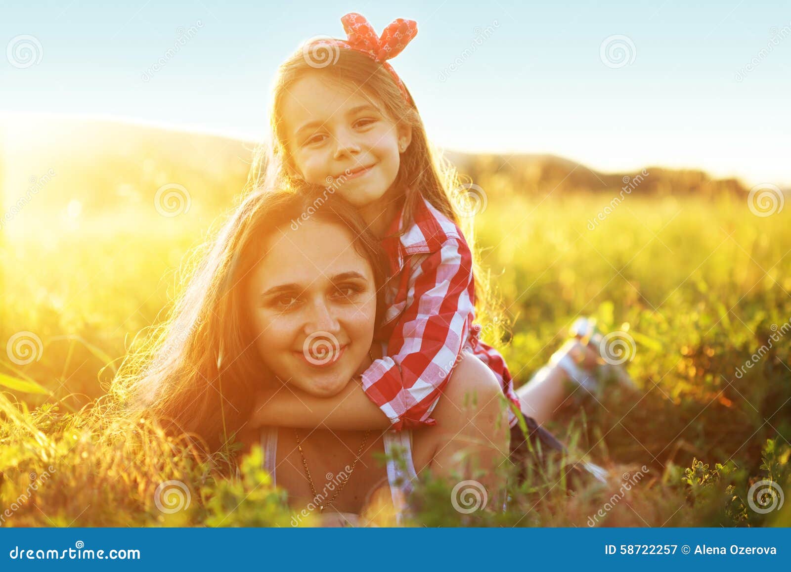Mother with Her Child in Spring Field Stock Image - Image of nature ...