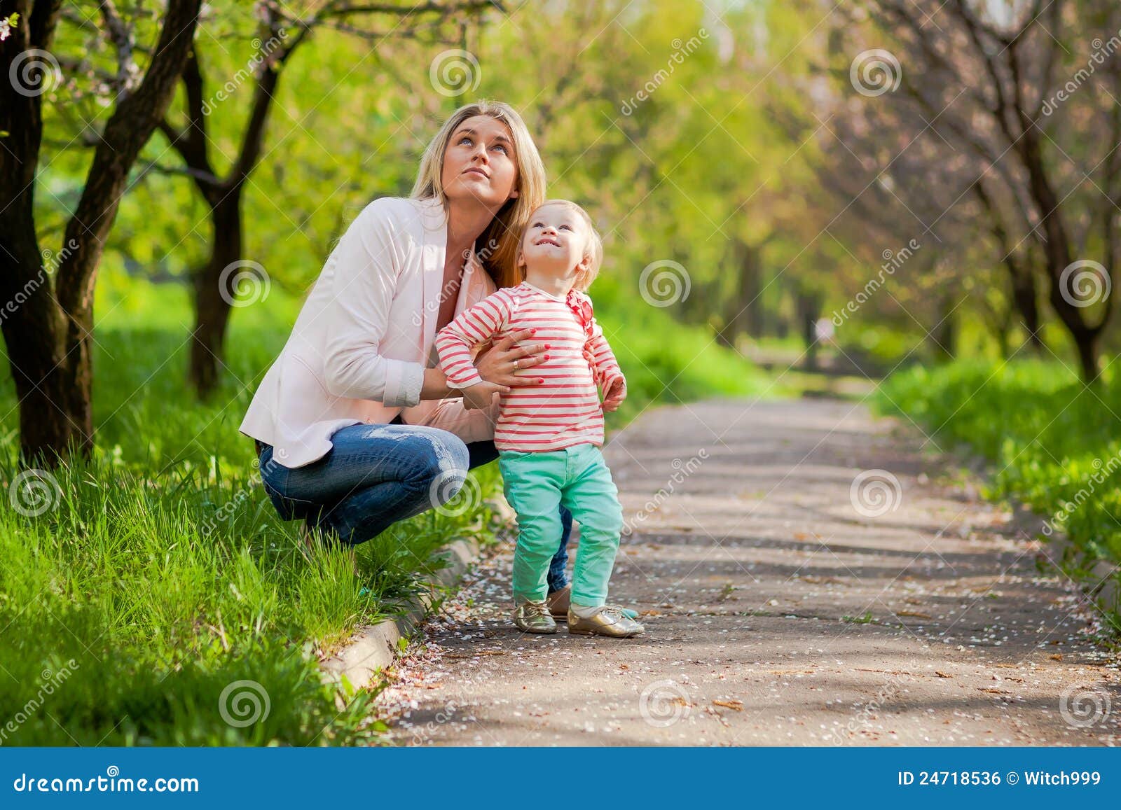 Mother and Her Child in Spring Park Stock Photo - Image of motherhood ...