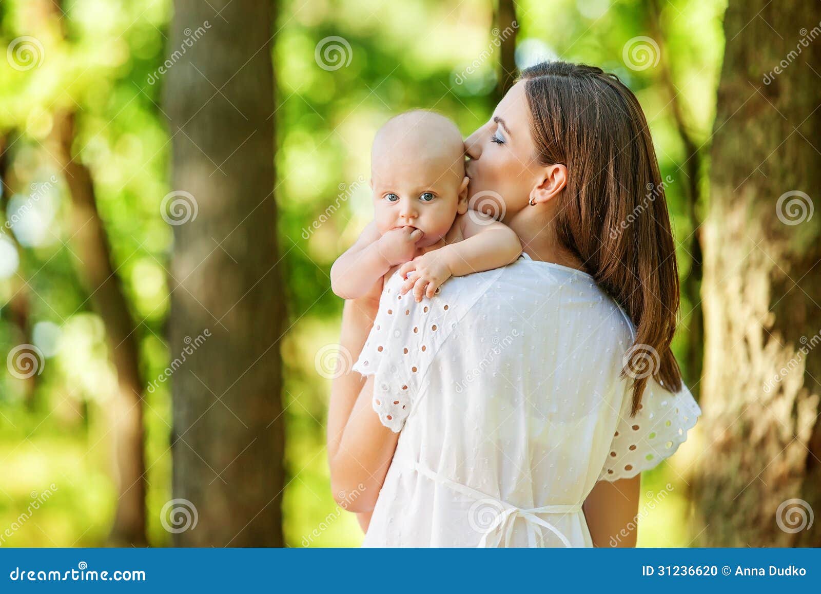 Mother with Her Child Take Rest Stock Photo - Image of natural, grass ...
