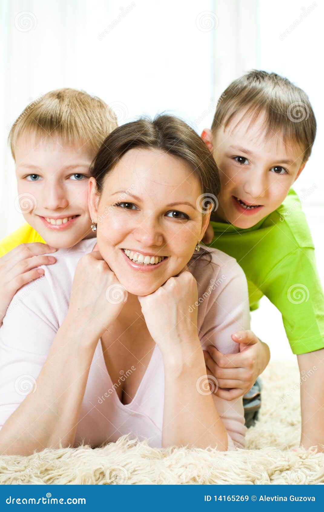 Mother with Her Two Children Stock Image - Image of face, beautiful ...