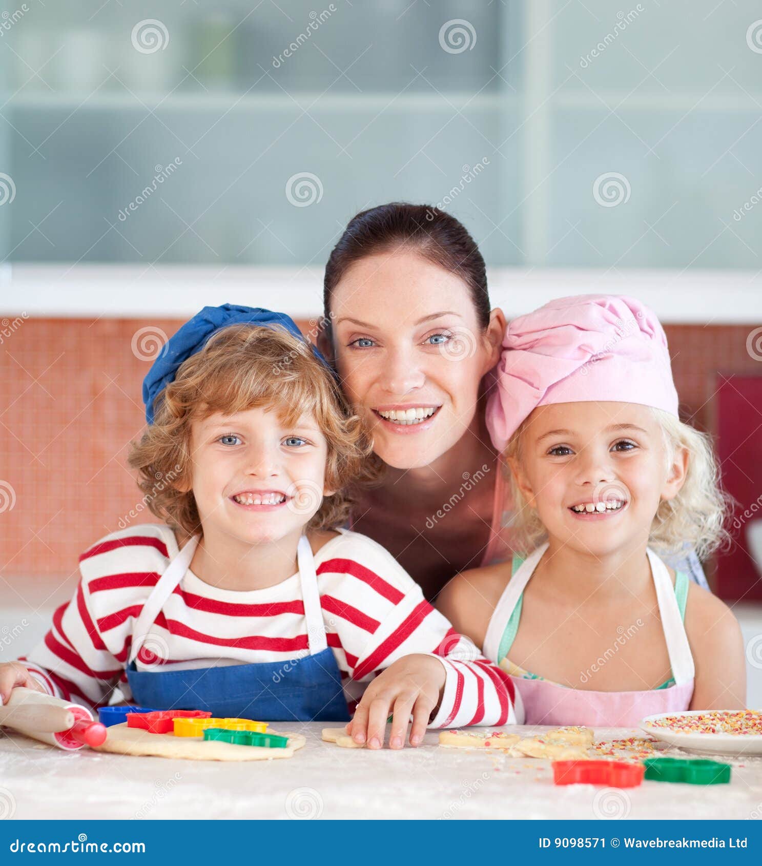 Mother with Her Two Kids Smiling Stock Image - Image of bowl, dairy ...