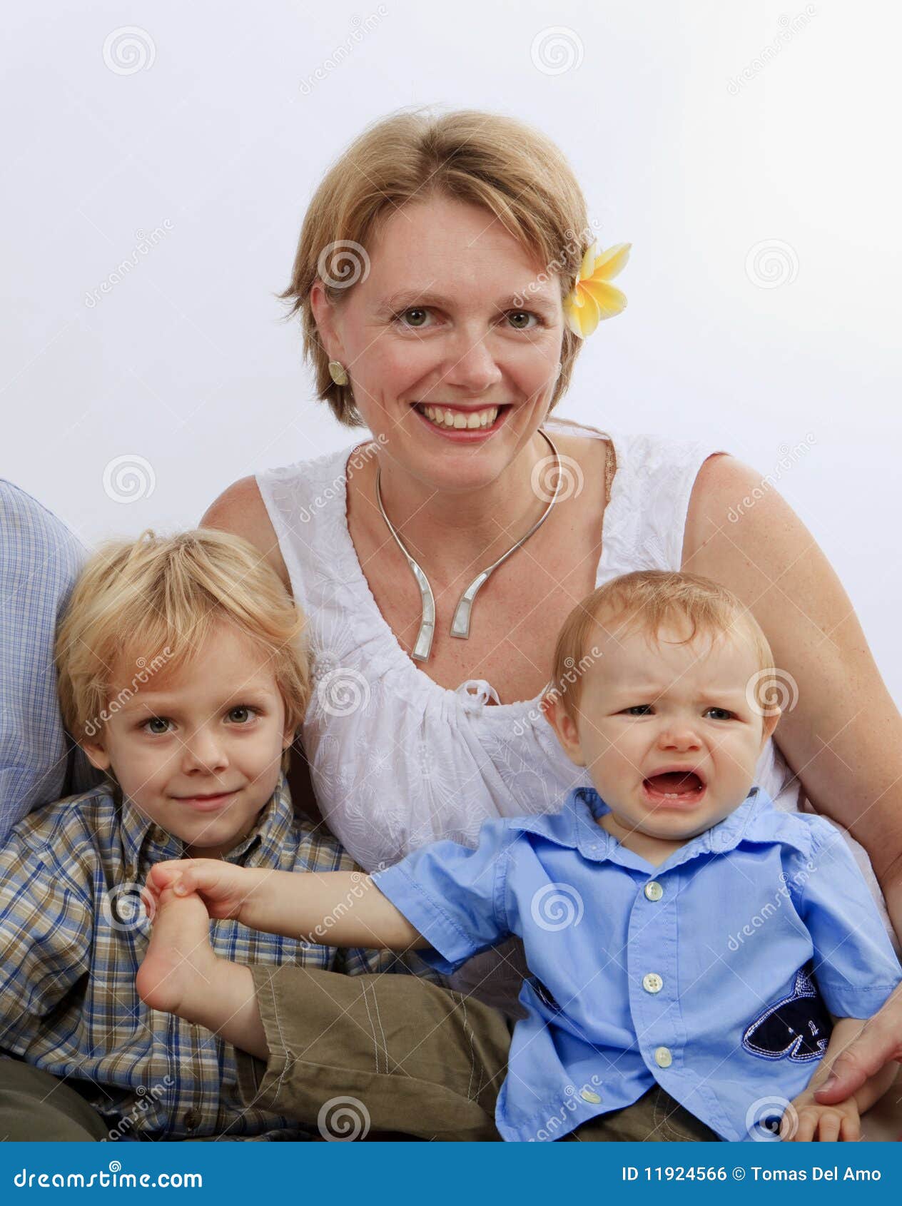 Mother with Her Two Young Sons Stock Photo - Image of child, baby: 11924566