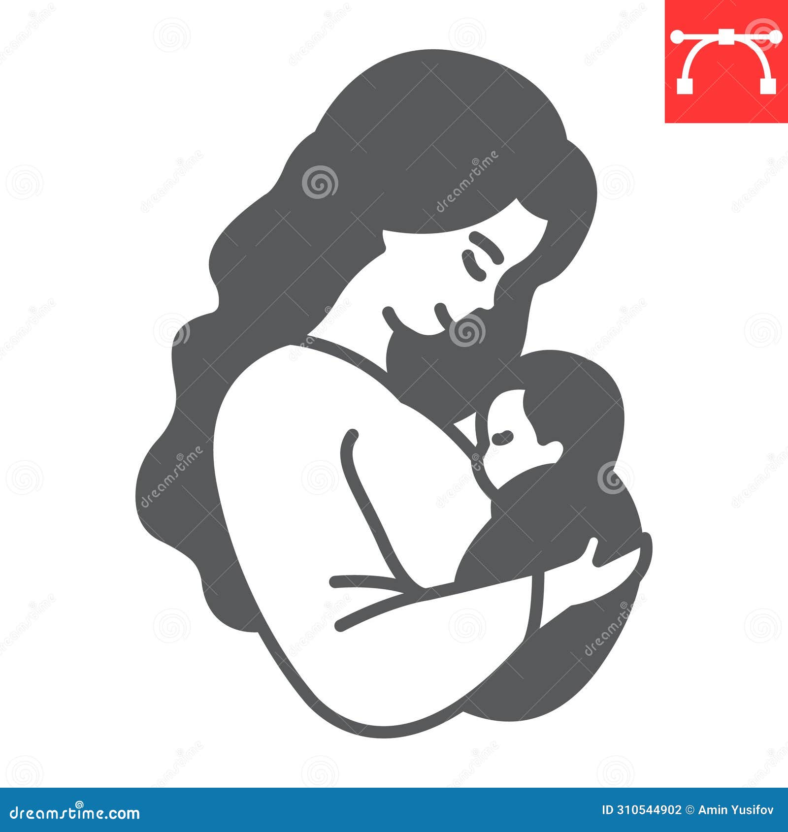 Mother Hugging Her Baby Glyph Icon Stock Vector - Illustration of baby ...