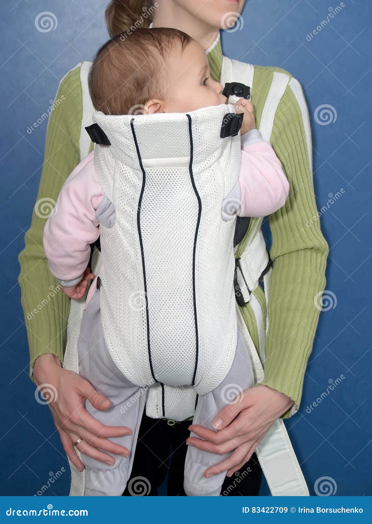 Mother Keeps the Child in a Baby Sling Stock Image - Image of small ...