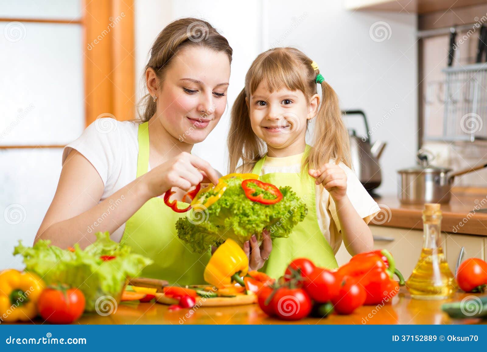 Mother and Kid Cook and Have Fun at Kitchen Stock Image - Image of ...