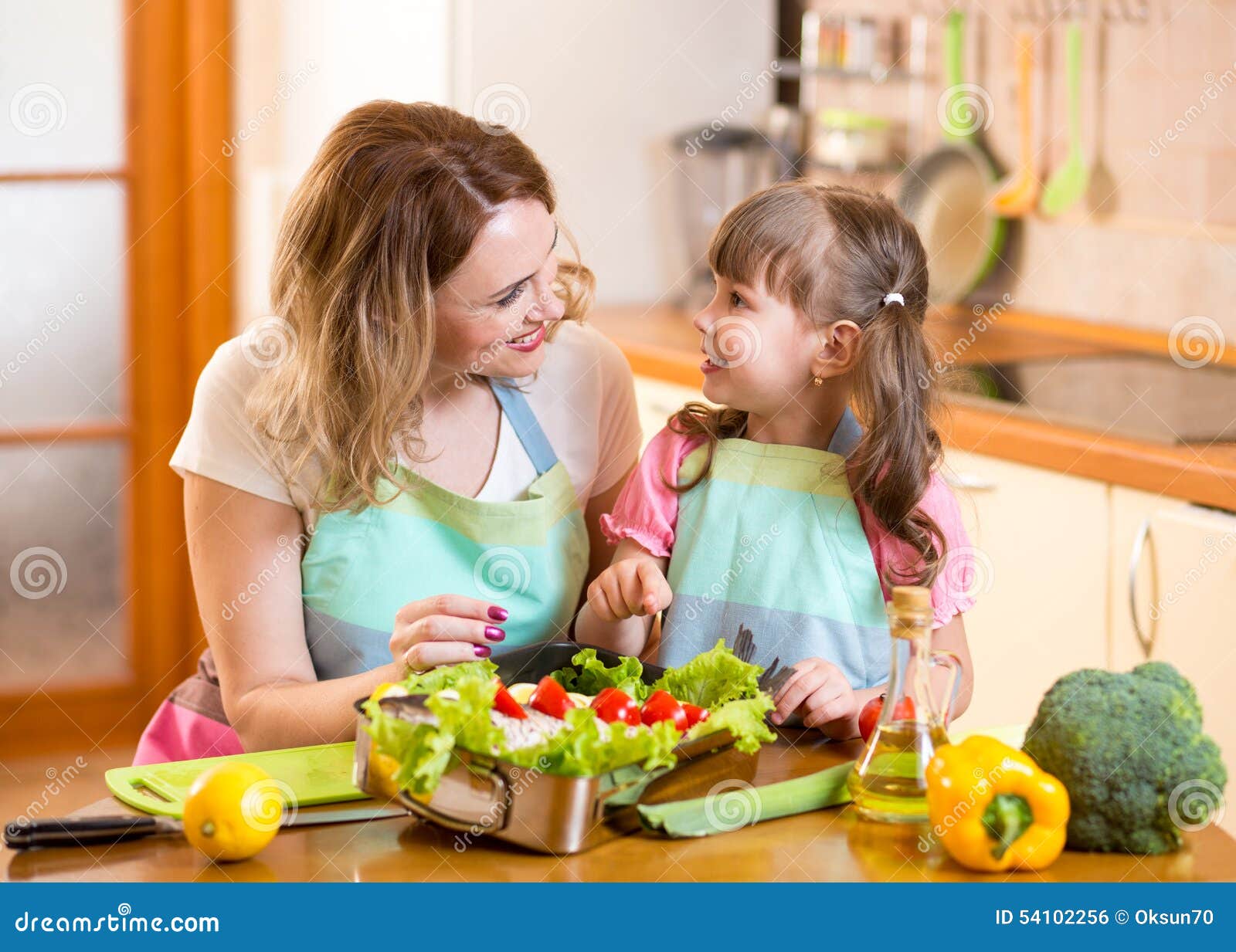 Mother and Kid Cooking and Having Fun in Kitchen Stock Photo - Image of ...