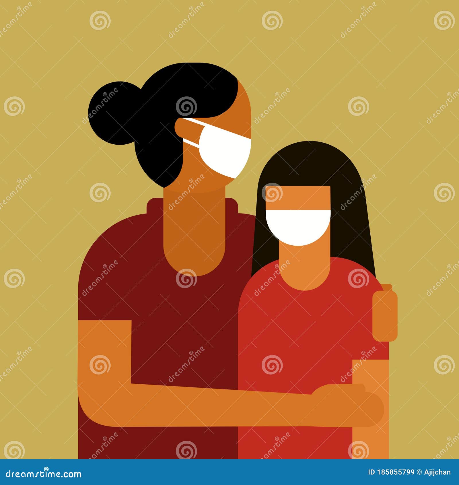 Dad Mom Daughter Son Wearing A Surgical Mask For Prevent Virus Covid-19 ...